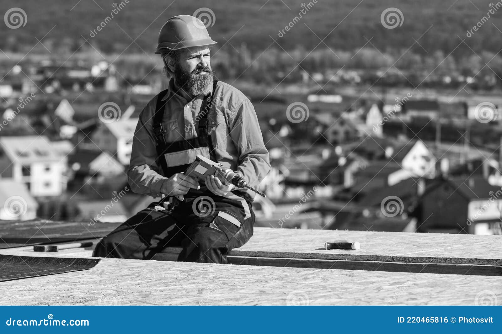 Man Roofing Surface. Professional Master Repair Roof. Flat Roof ...