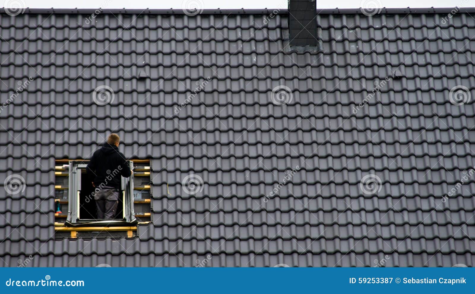 Roofer Installing Loft Window Stock Image - Image of special, tiler ...