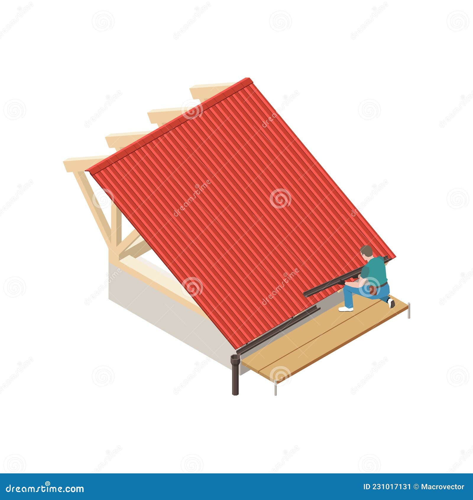 Roofer Isometric Icon stock vector. Illustration of renovation - 231017131