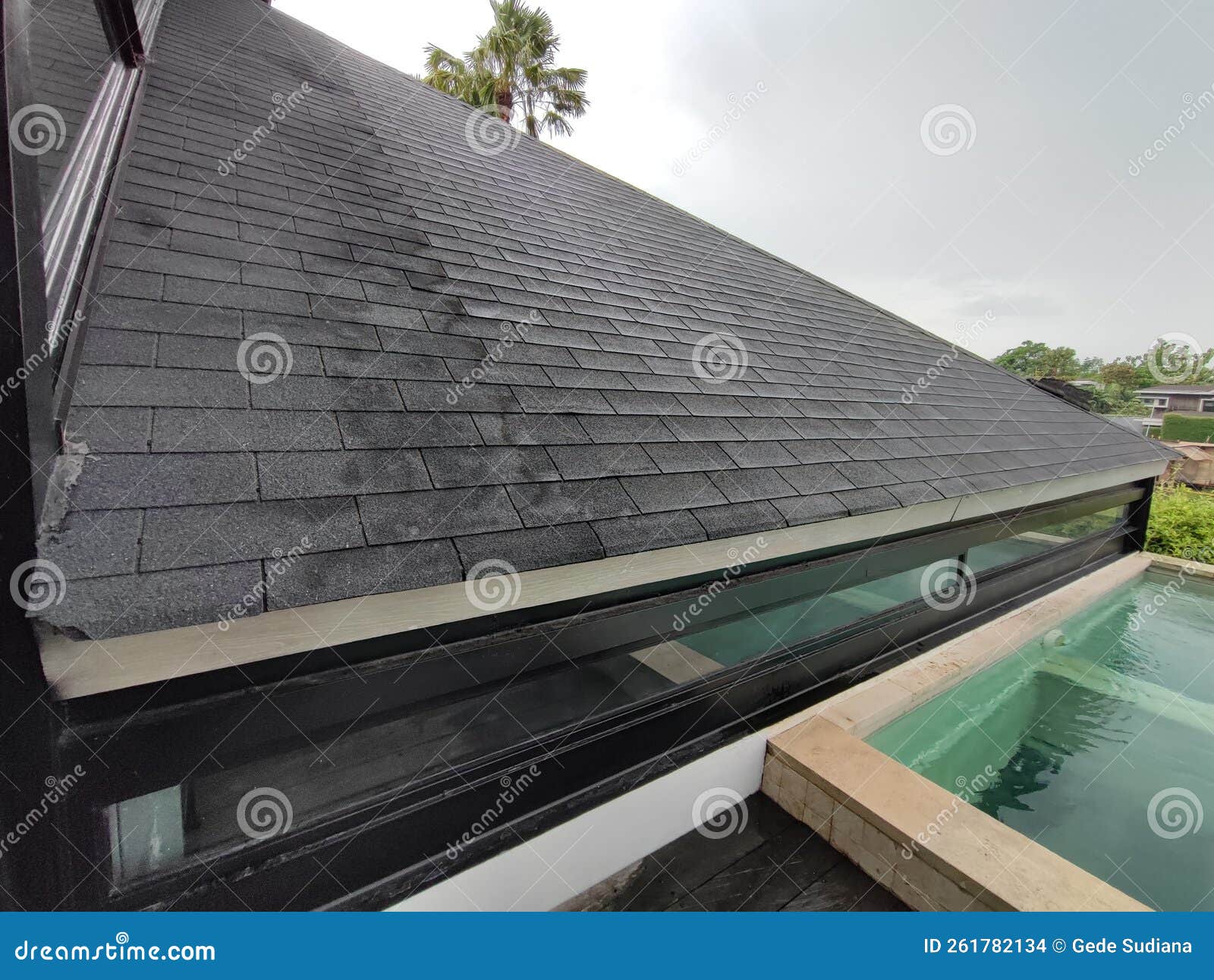 Roofing bitumen gutter stock photo. Image of wall, facade - 261782134