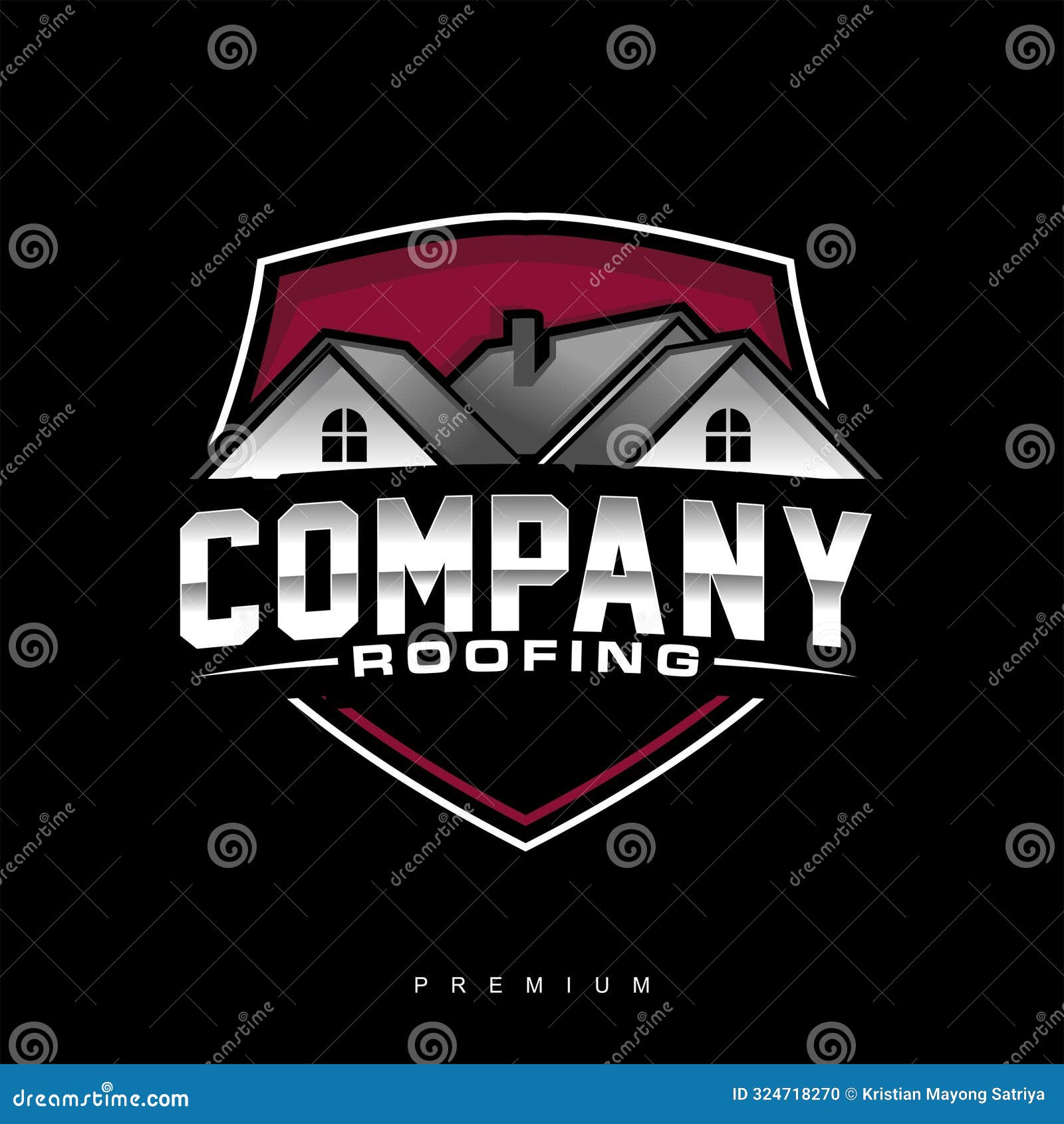 Roofing Company Logo Vector Template on Black Background Stock Vector ...
