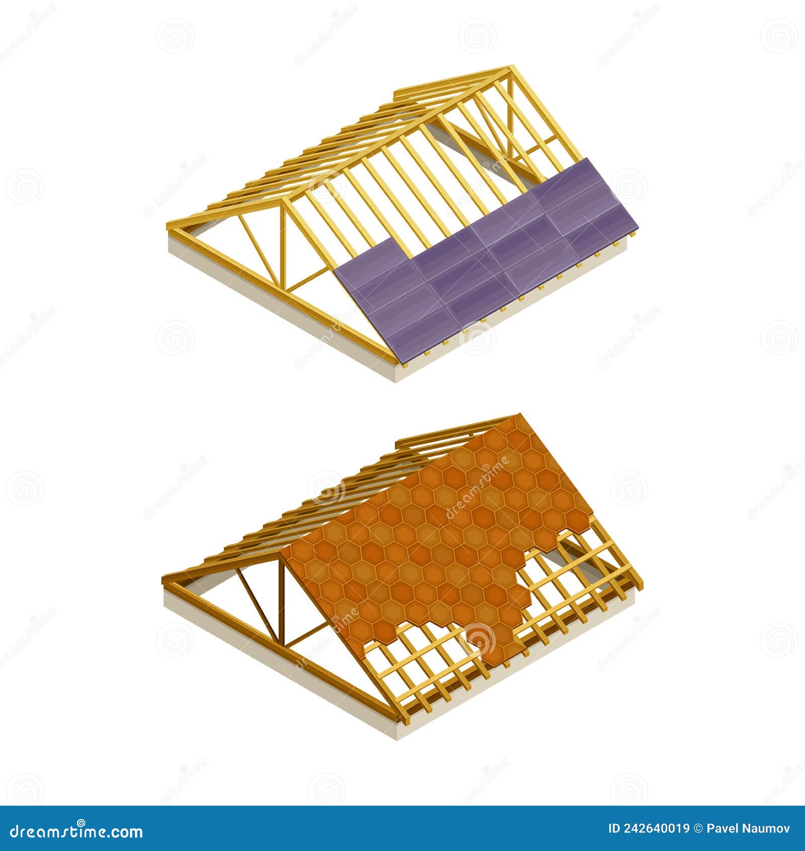 Roofing Construction Workers Template Hand Drawn Cartoon Flat ...