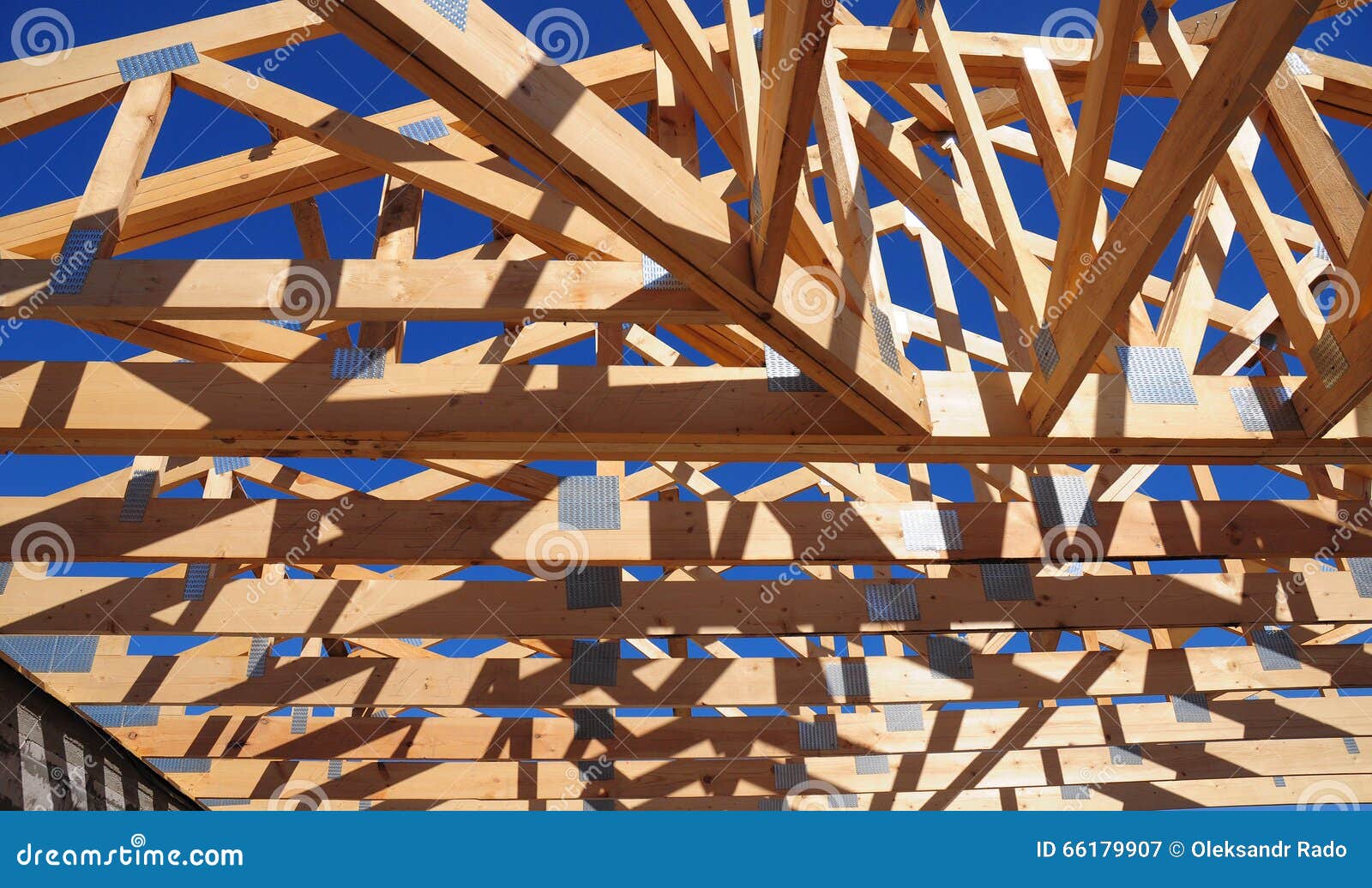 Roofing Construction. Wooden Roof Frame House Construction Stock Image ...