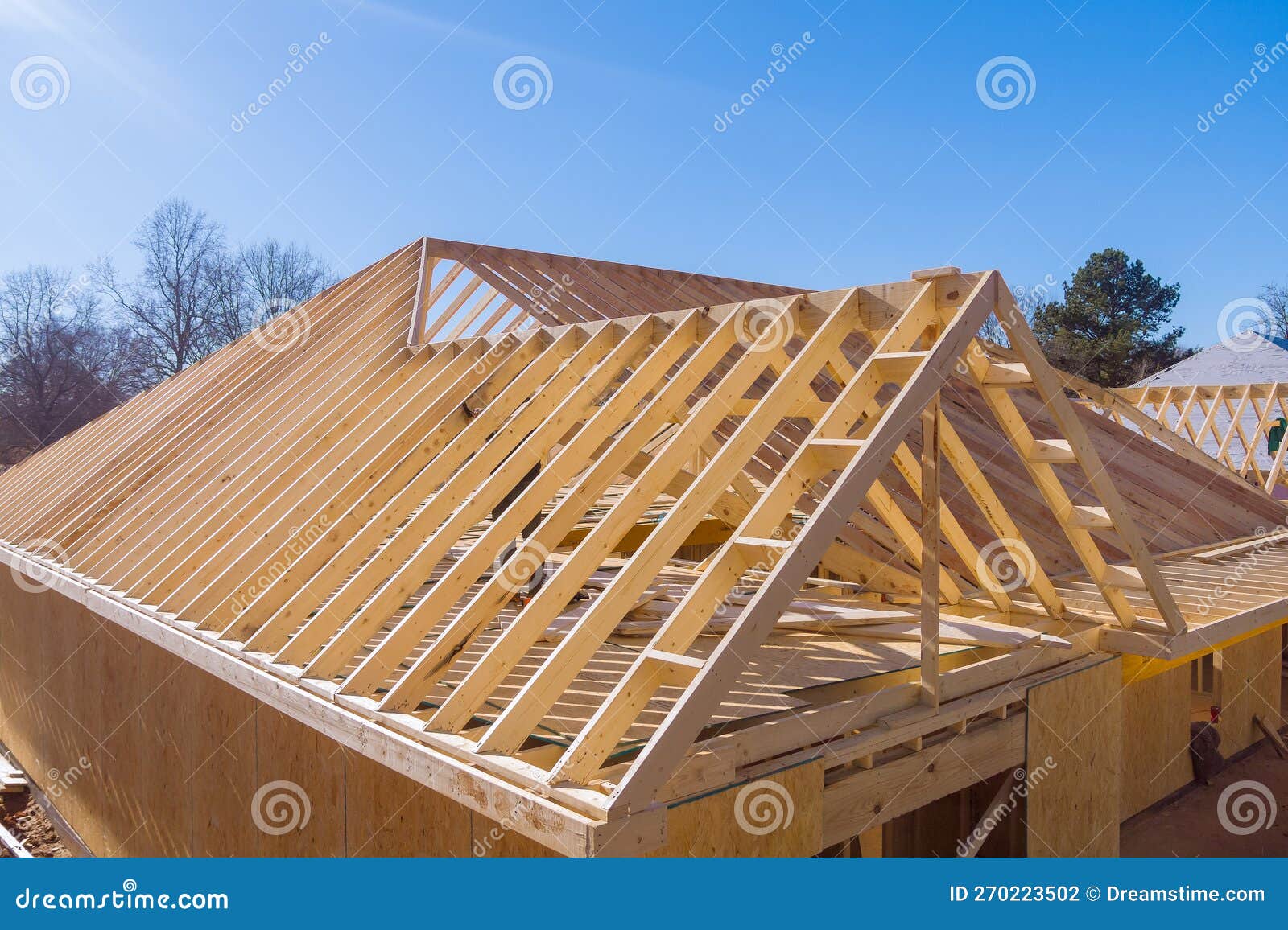 Roofing Framework for a New Beam Stick Home Was Constructed Using ...