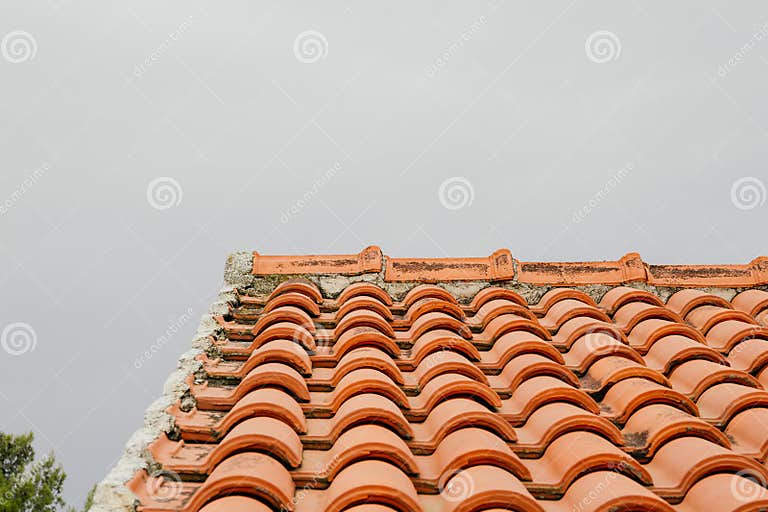 Roofing Texture. Red Corrugated Tile Element of Roof Stock Image ...