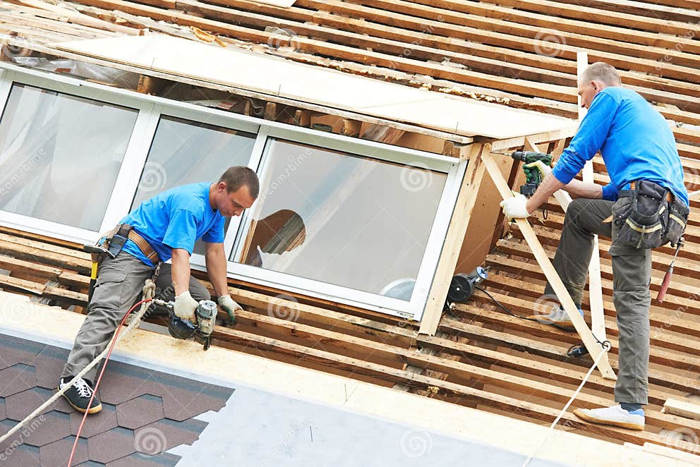 Roofing Work with Flex Roof Stock Image - Image of roofer, flex: 31276339