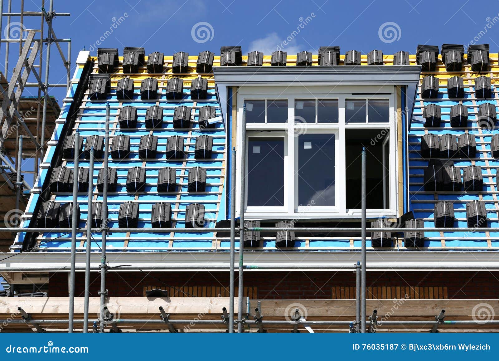 Roofing work stock image. Image of contract, development - 76035187