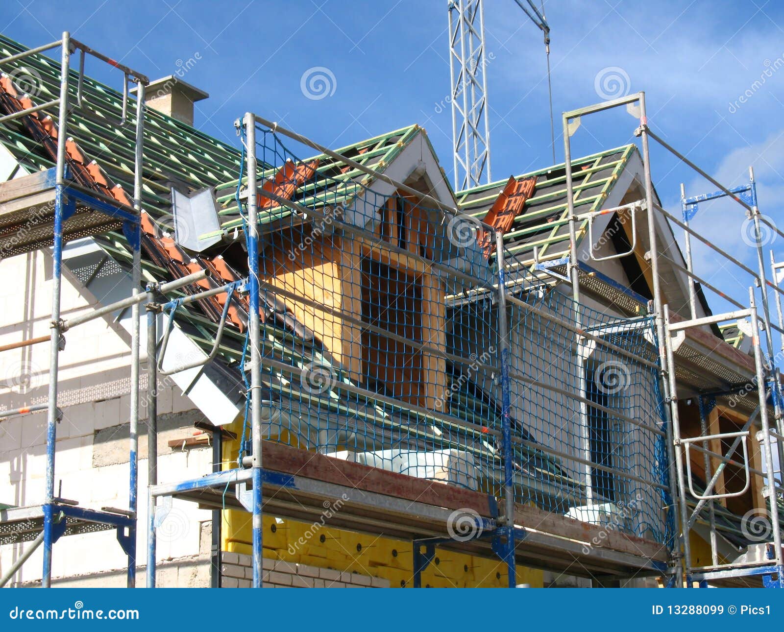 Roofing work at a shell stock image. Image of land, building - 13288099