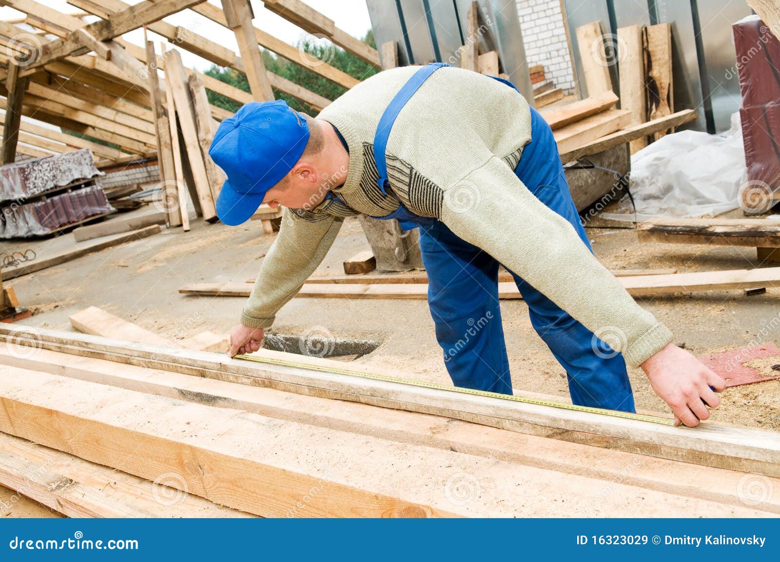 Roofing Works with Measuring Tape Stock Image - Image of development ...