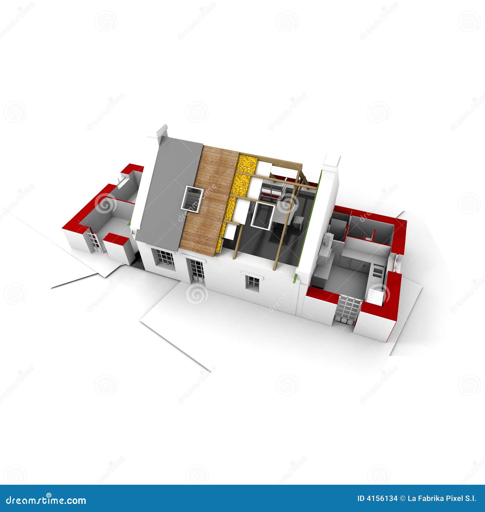 Roofless House on Architect Blueprints Red Stock Illustration ...