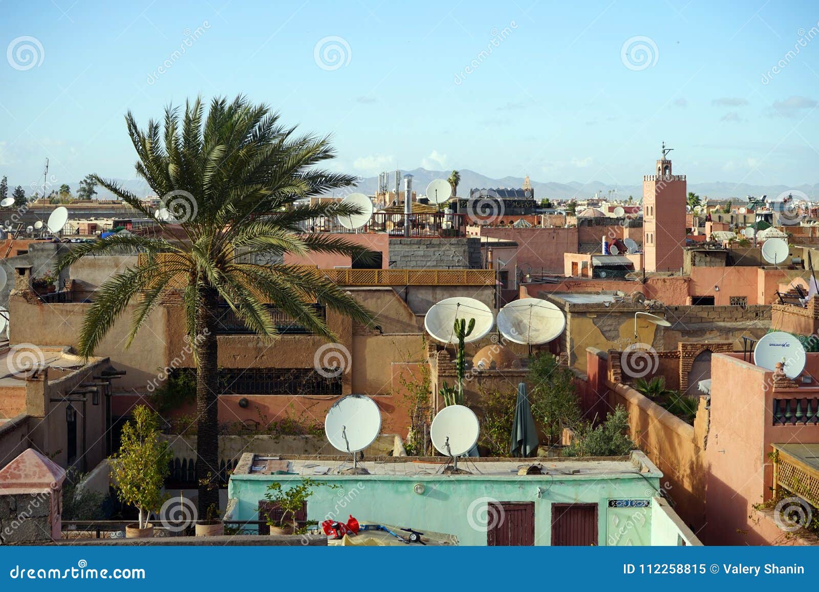 Roofs of buildings stock image. Image of morocco, minaret - 112258815
