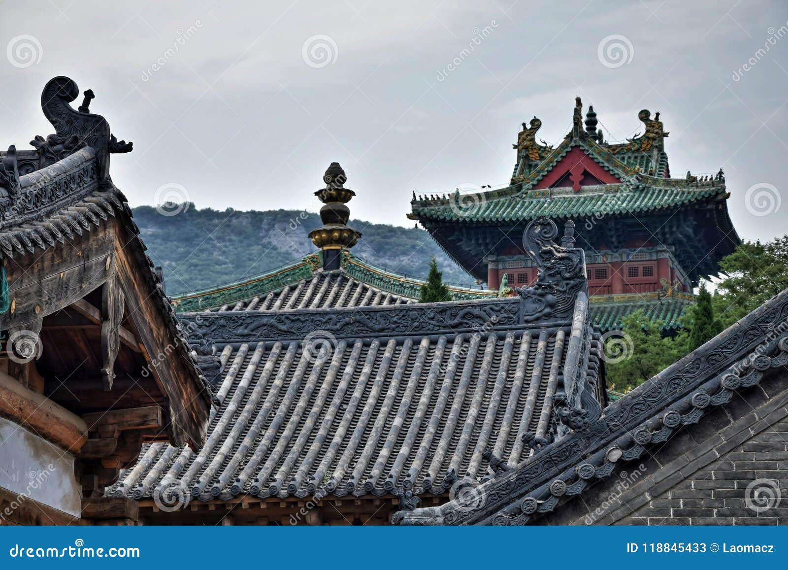 The Roofs of the Buildings in Shaolin Monastery. Stock Image - Image of ...