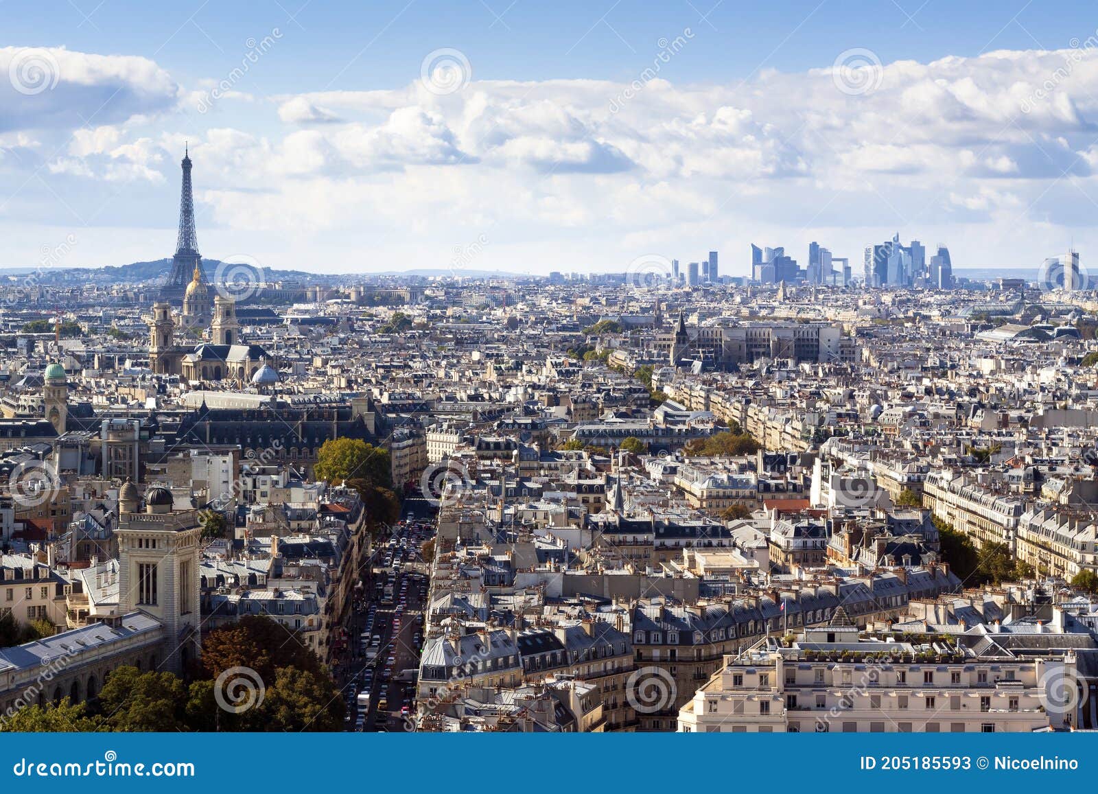 Aerial Drone View of Paris in Summer with Eiffel Tower, Historical City ...