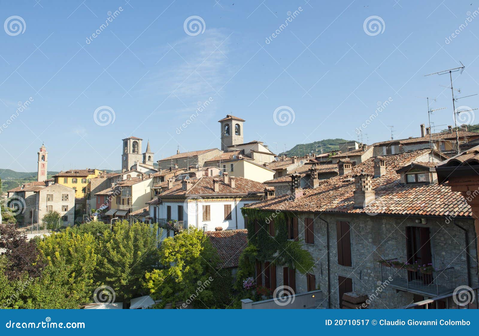The roofs of Varzi (Italy) stock image. Image of europe - 20710517