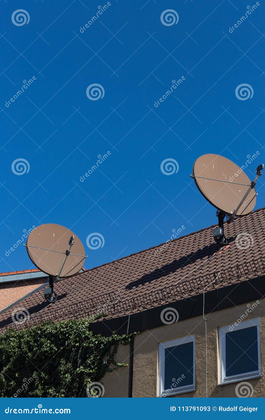 Rooftop with antenna stock image. Image of technology - 113791093
