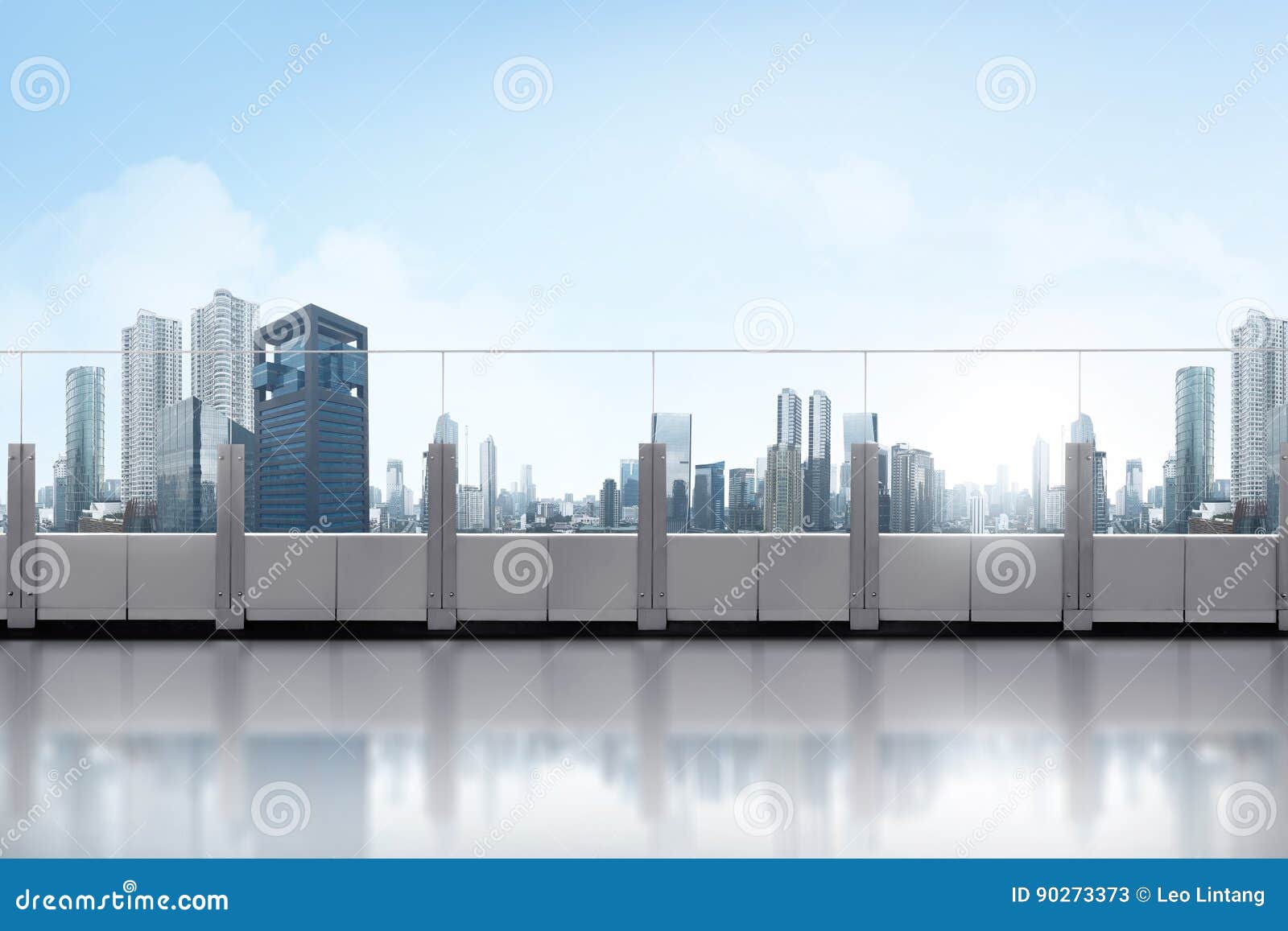 Rooftop Balcony with Skyscraper Stock Image - Image of modern, business ...