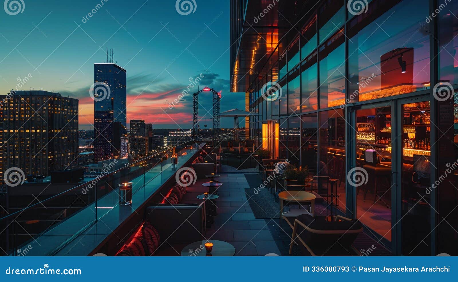 Rooftop Bar Offers Panoramic City Views Stock Illustration ...