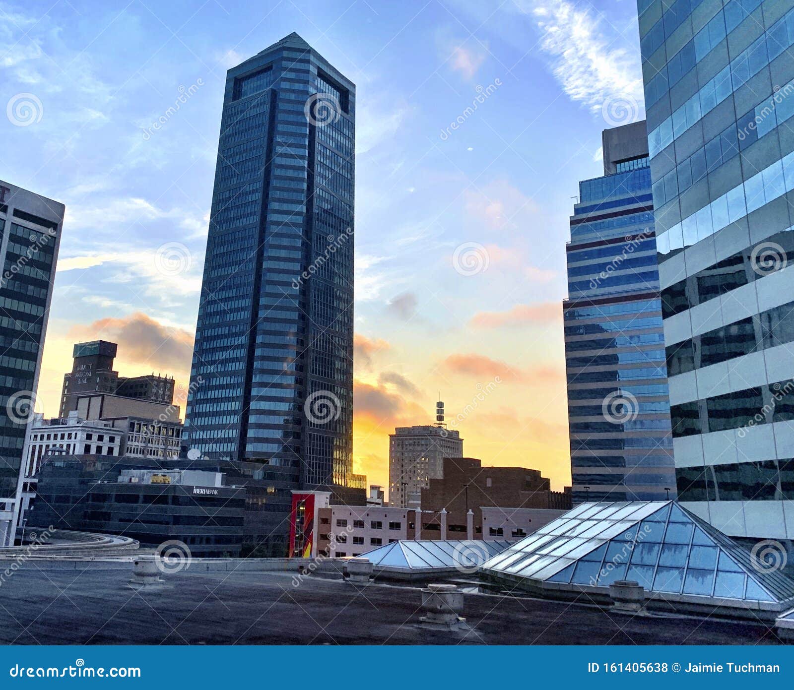 Rooftop city sunset editorial stock photo. Image of jacksonville ...