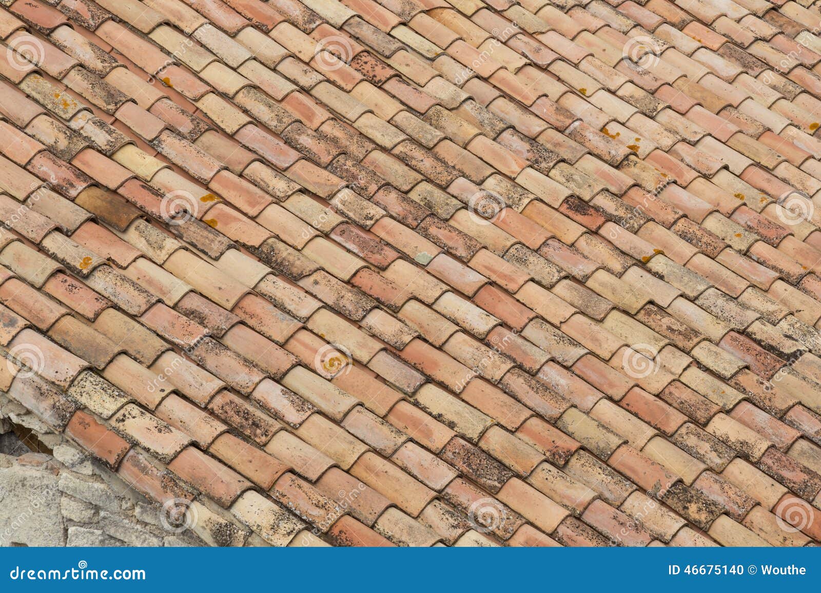 Rooftop Closeup of Weathered Old Clay Tiles Stock Photo - Image of ...