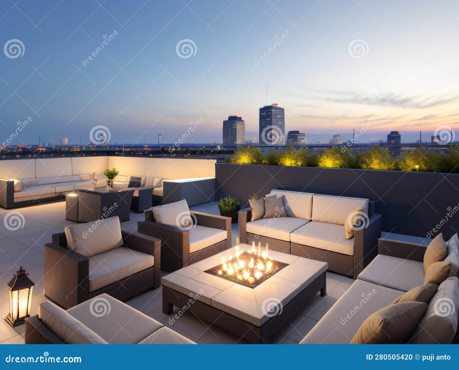 Rooftop Design with Views of the Building, the Rooftop is Complete with ...