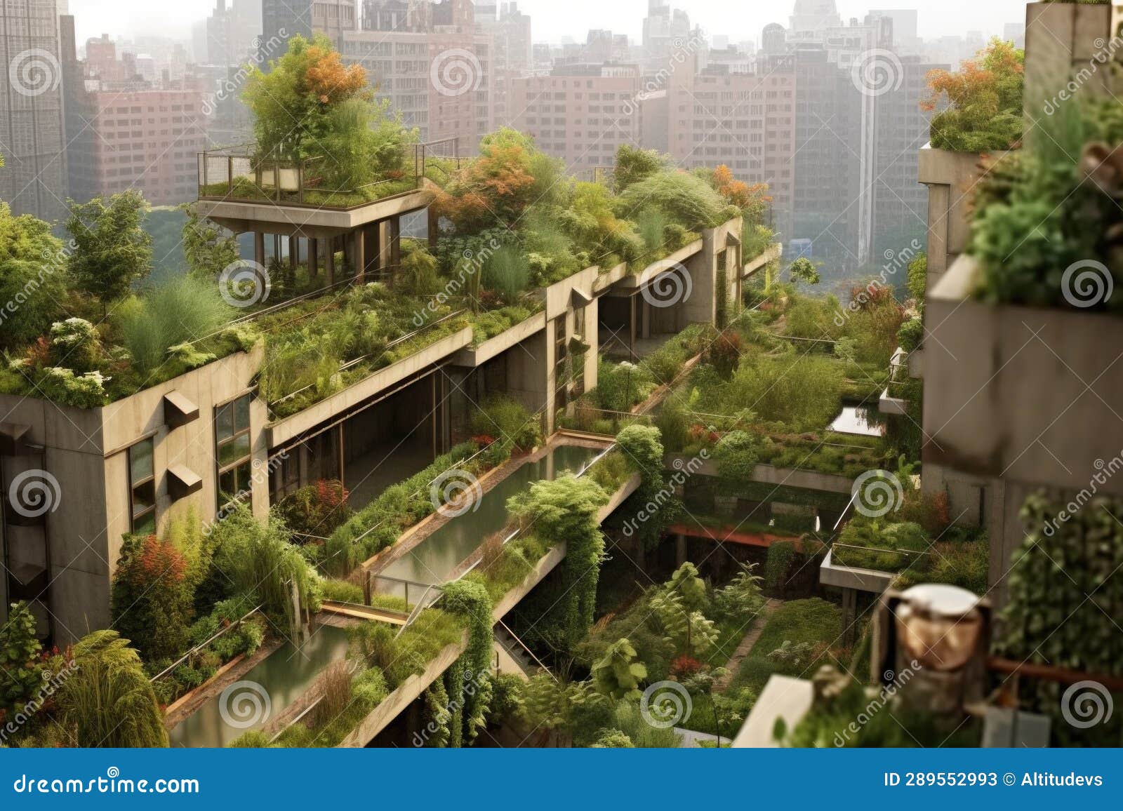 Rooftop Gardens on Top of Modern Buildings Stock Image - Image of ...