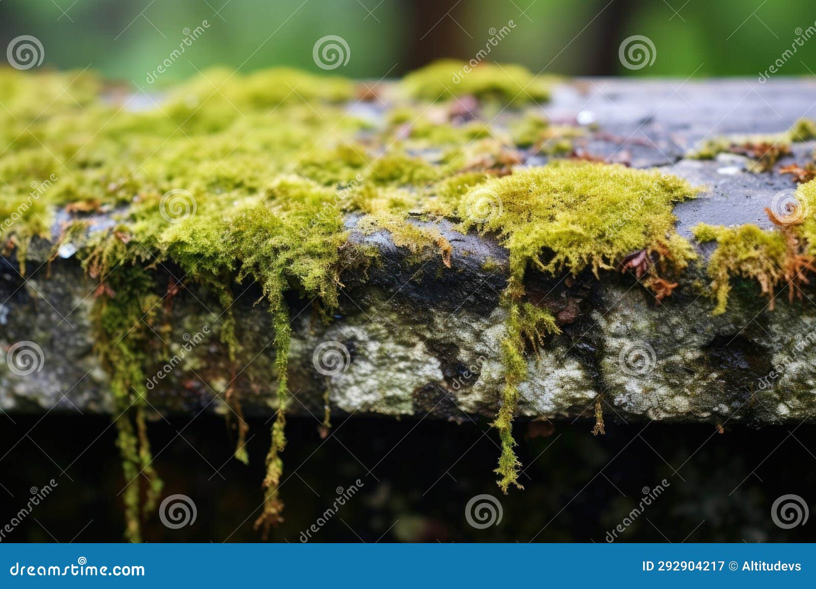 Rooftop Gutter Full of Moss and Algae Stock Image - Image of water ...