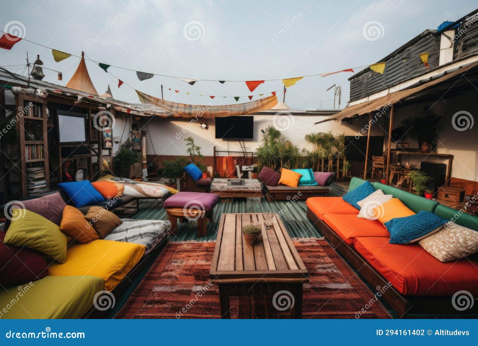 Rooftop of a Hostel with Comfy Lounge Area Stock Photo - Image of ...