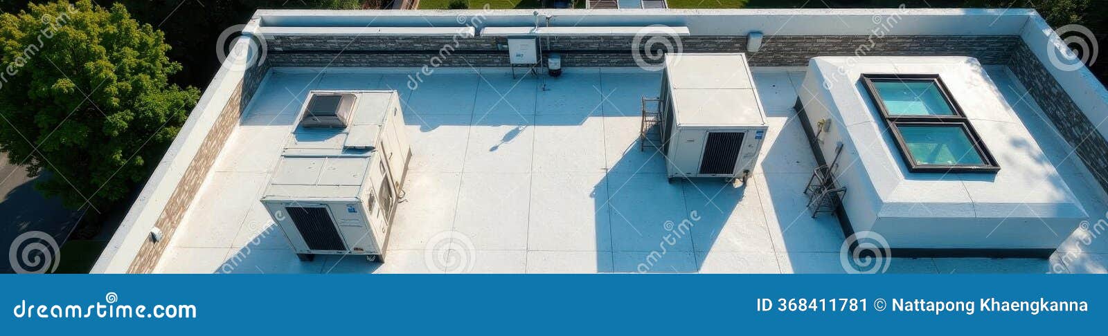 Rooftop HVAC Units Under A Blue Sky: Cooling Systems, Commercial ...