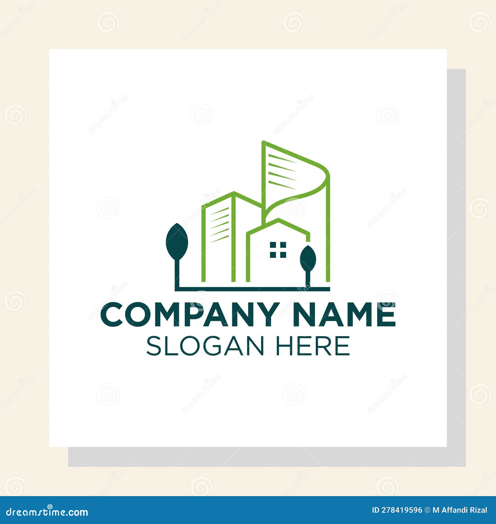 Rooftop Logo Design Template, Green City Logo Inspiration Stock Vector ...