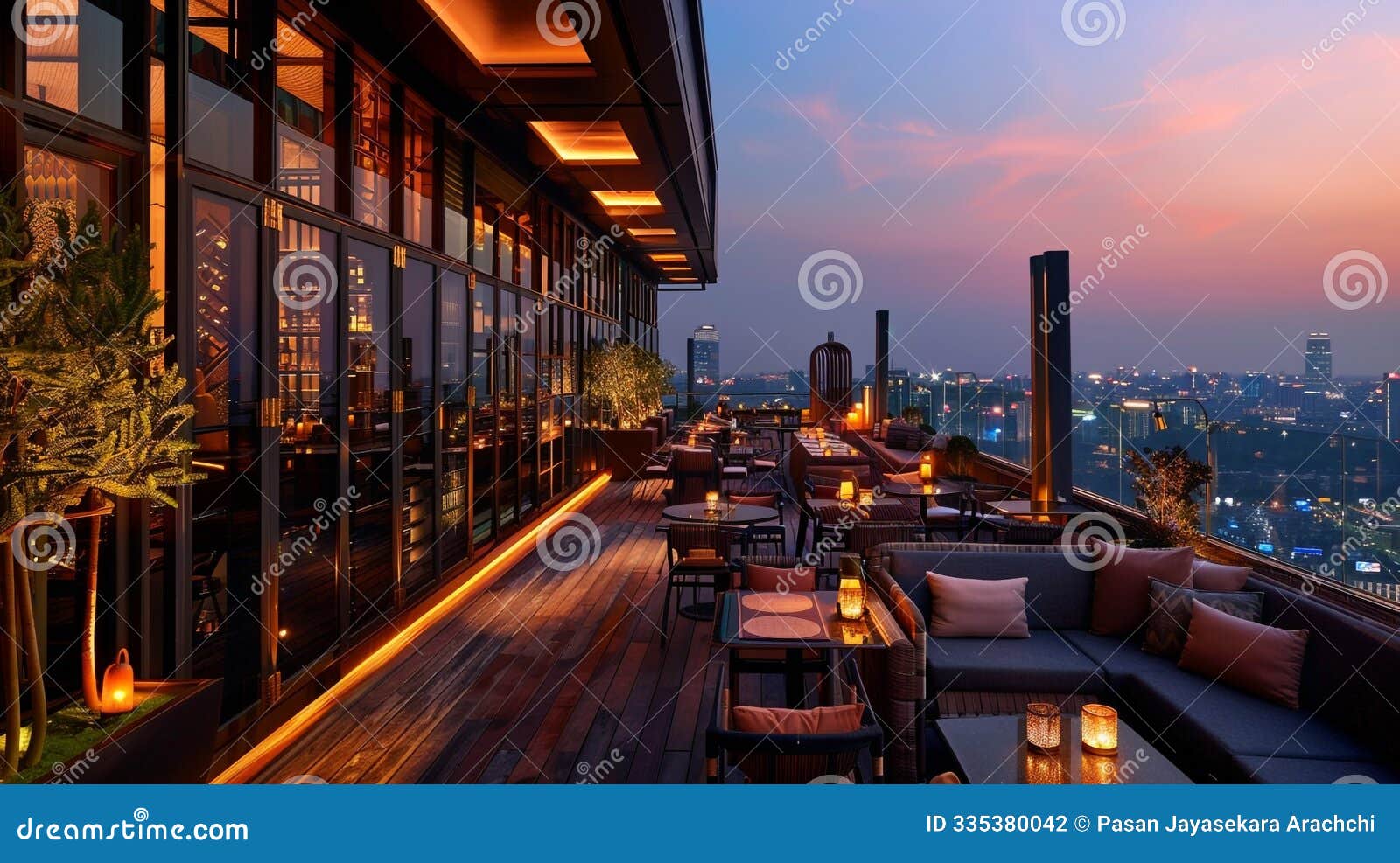 Rooftop Lounge Showcasing Panoramic Views with Stylish Seating and ...