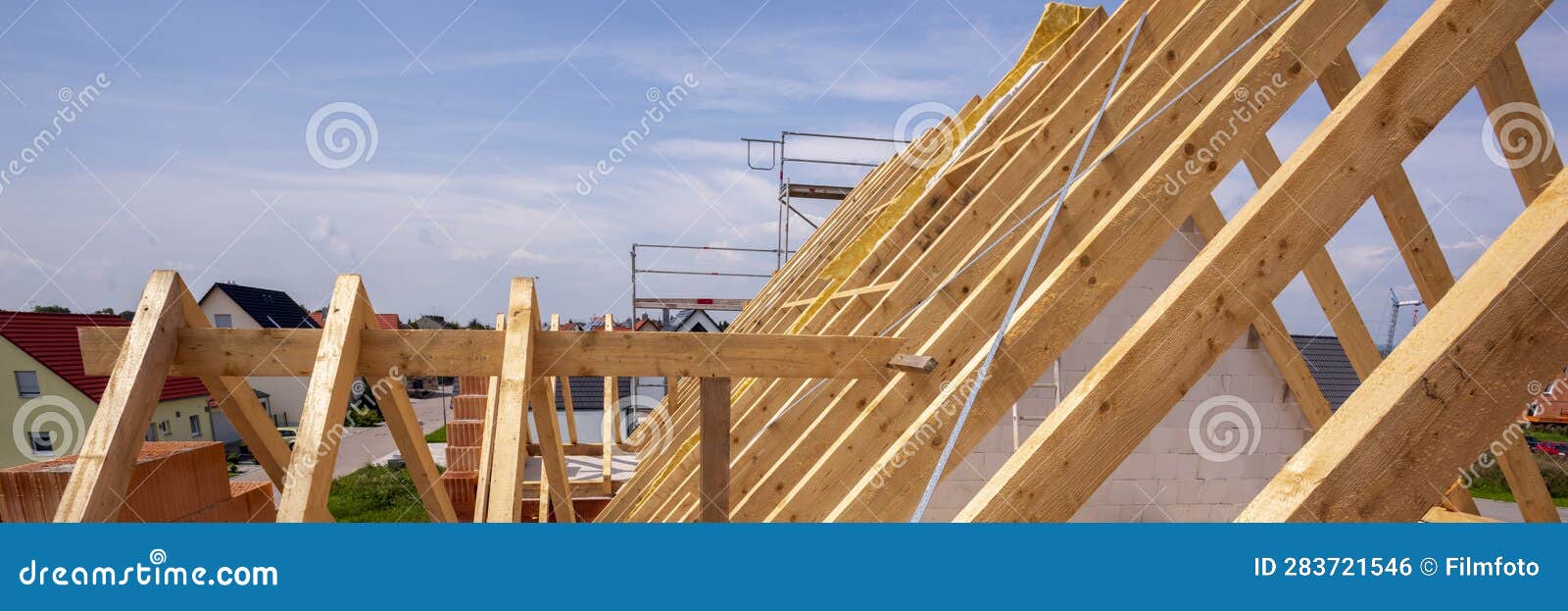 Rooftop of a New Built House in Construction. Stock Photo - Image of ...
