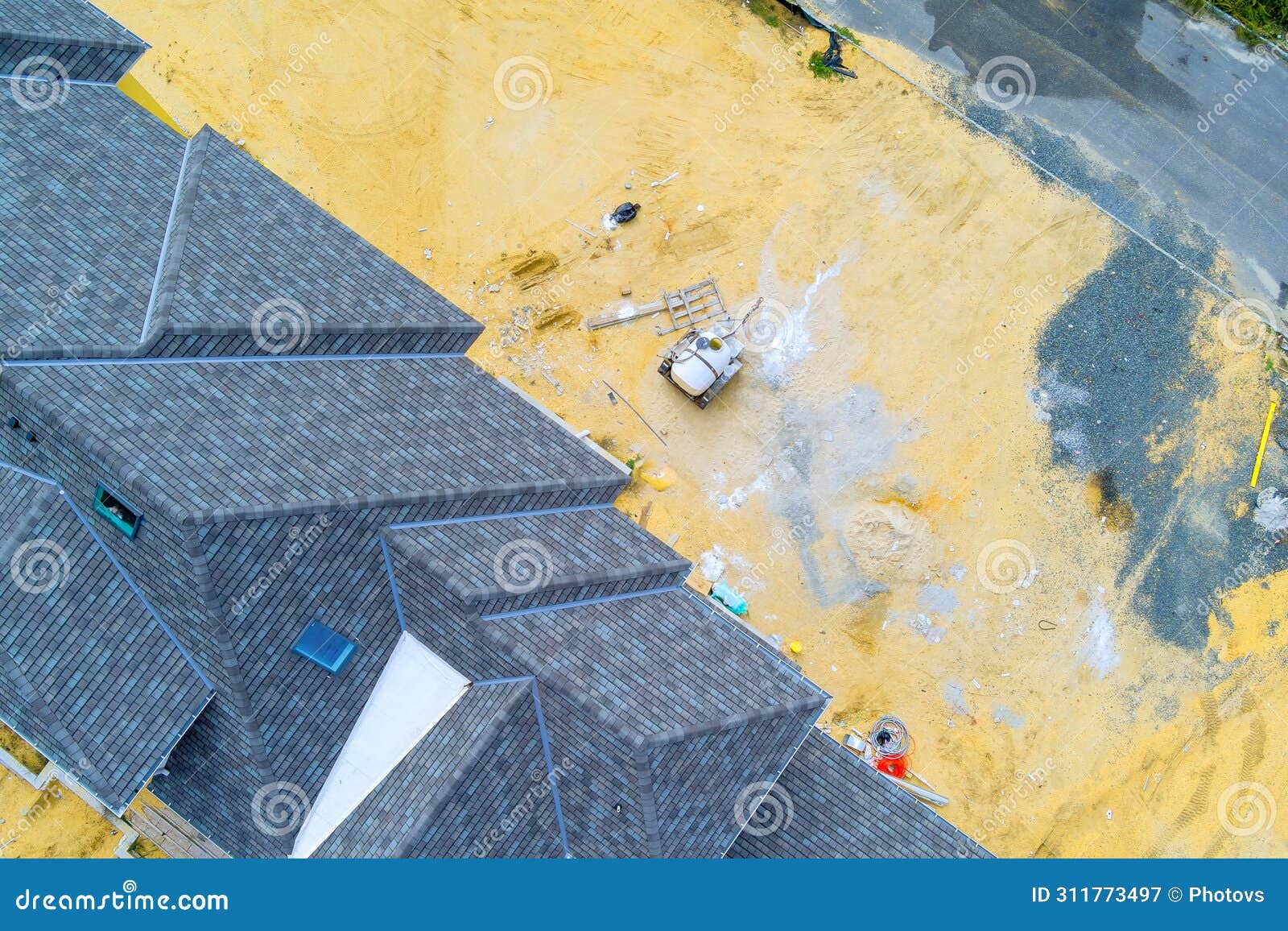 Rooftop of Newly Built House is Covered Asphalt Shingles Roofing a ...