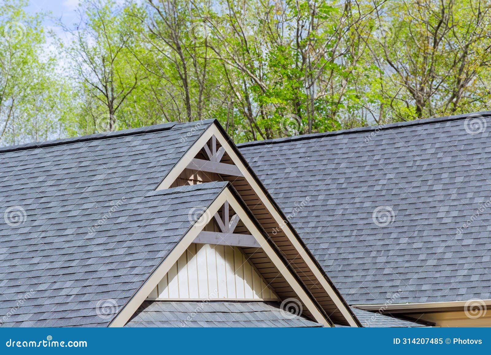 Rooftop Of Newly Built House Is Covered Asphalt Shingles Roofing A ...