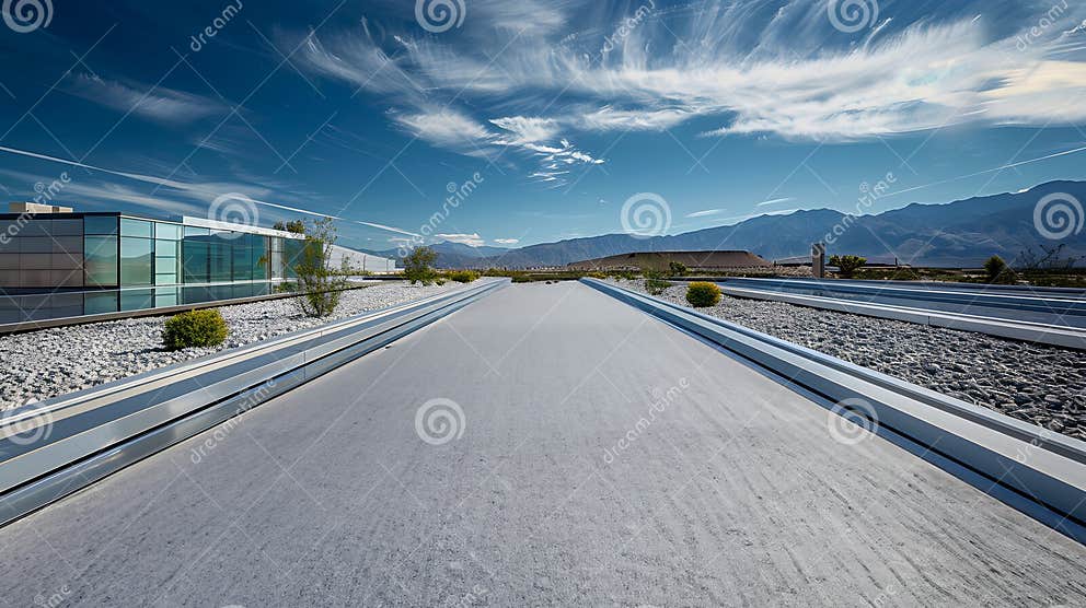 Rooftop Pathway with Mountain Views. Generative by AI Stock ...