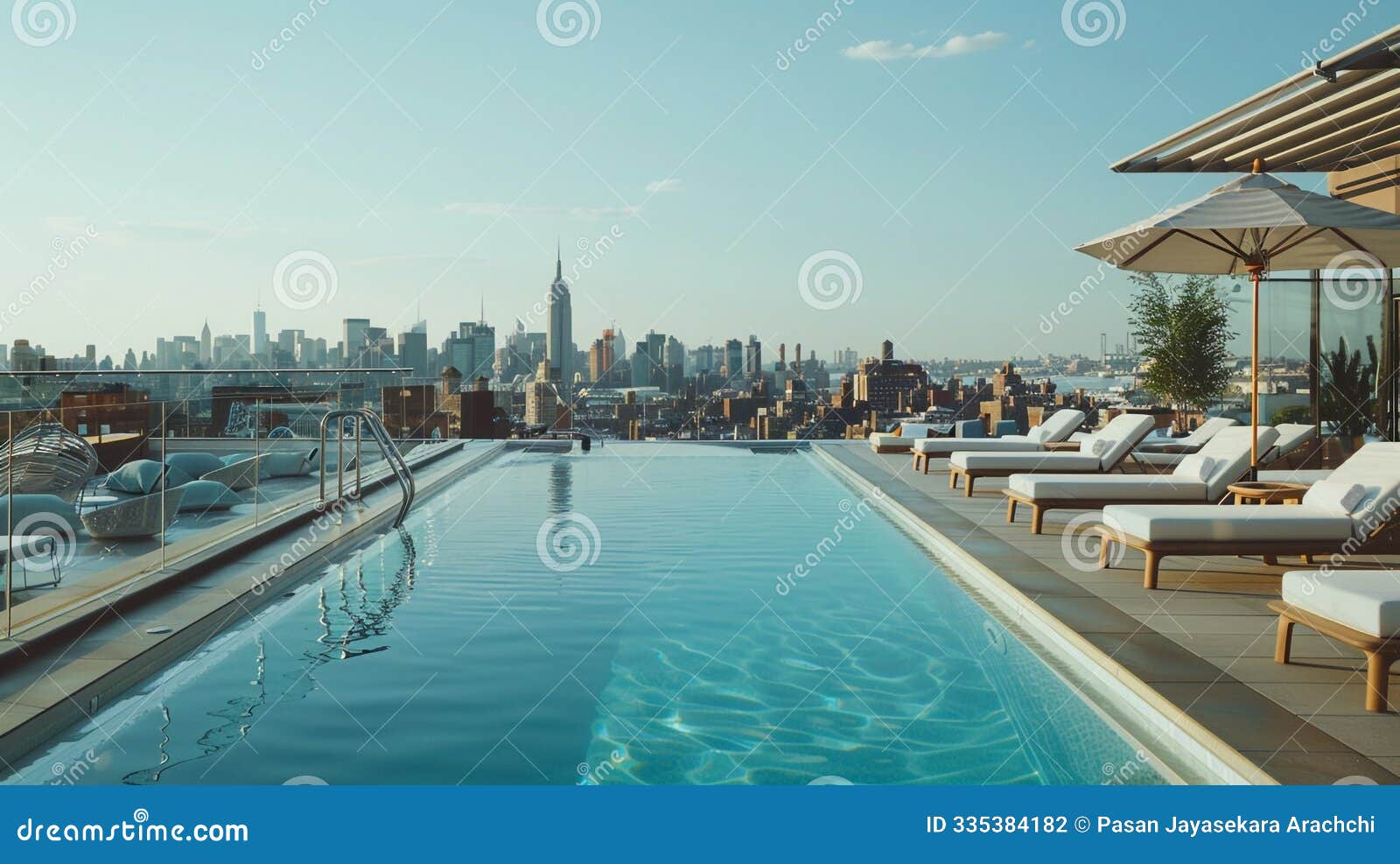 Rooftop Pool Features Infinity Edge Overlooking City Skyline Stock ...
