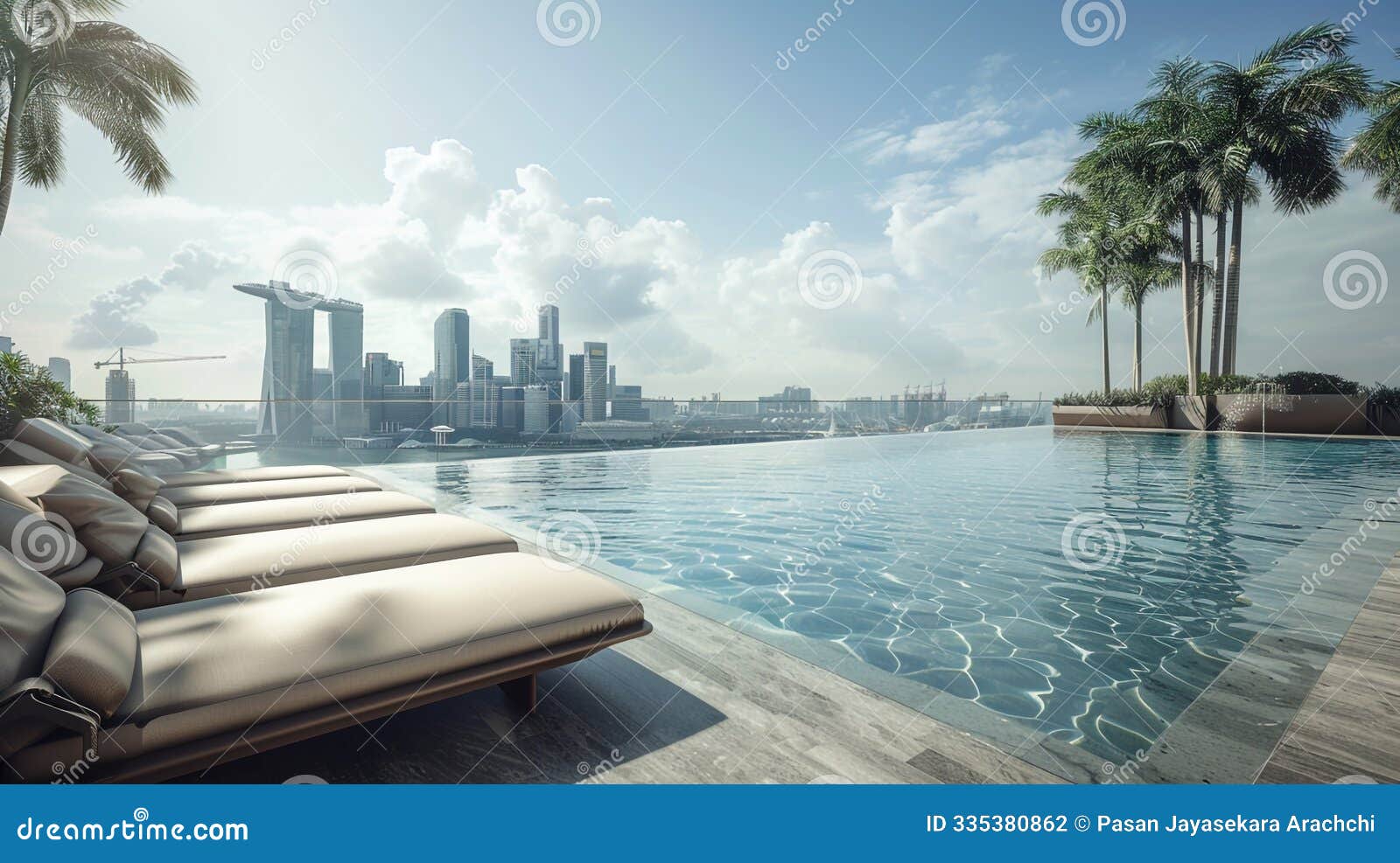 Rooftop Pool Features Infinity Edge Overlooking City Skyline with ...
