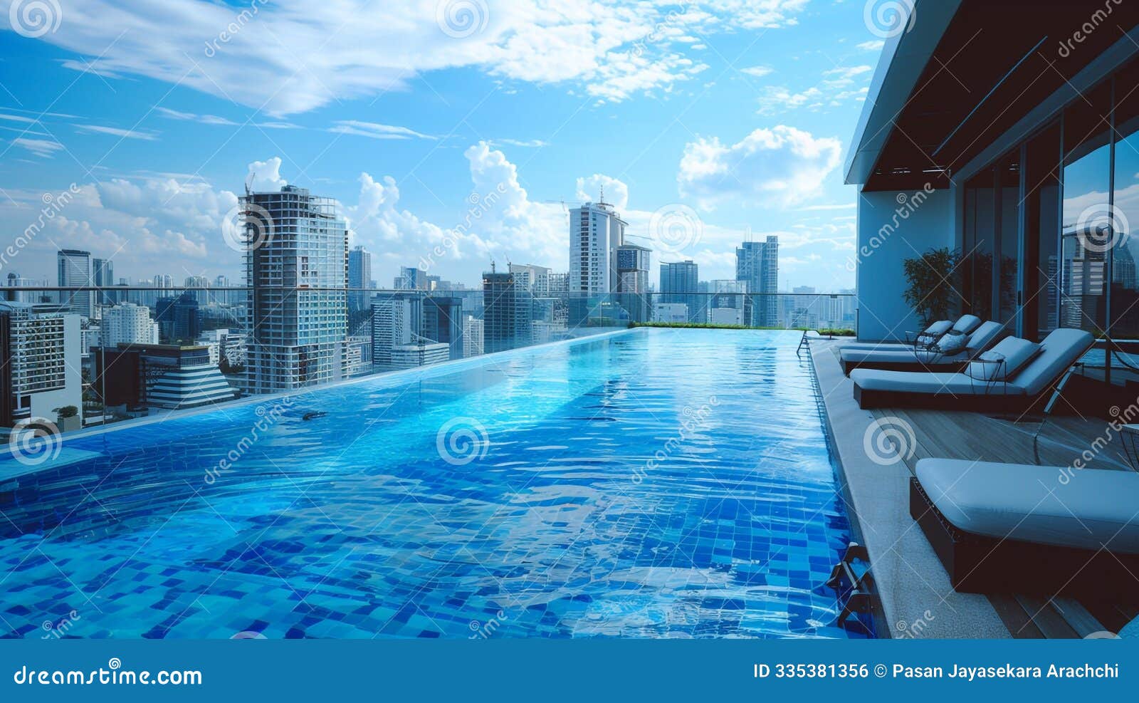 Rooftop Pool Features Infinity Edge Overlooking City Skyline with ...