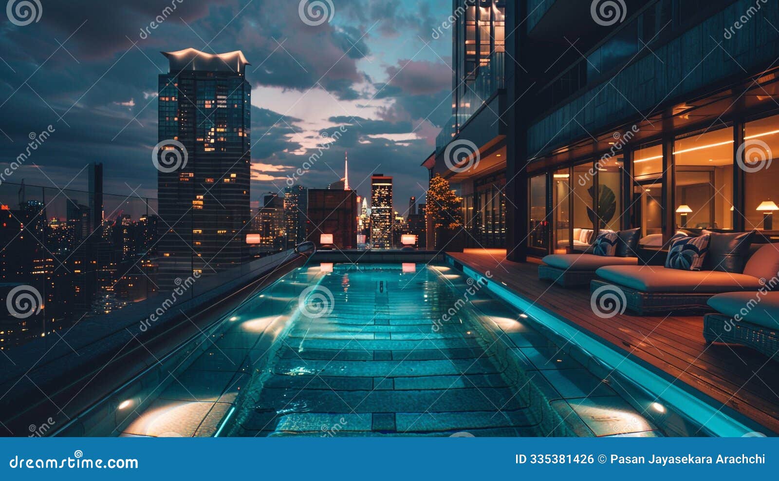 Rooftop Pool Features Infinity Edge Overlooking City Skyline with ...