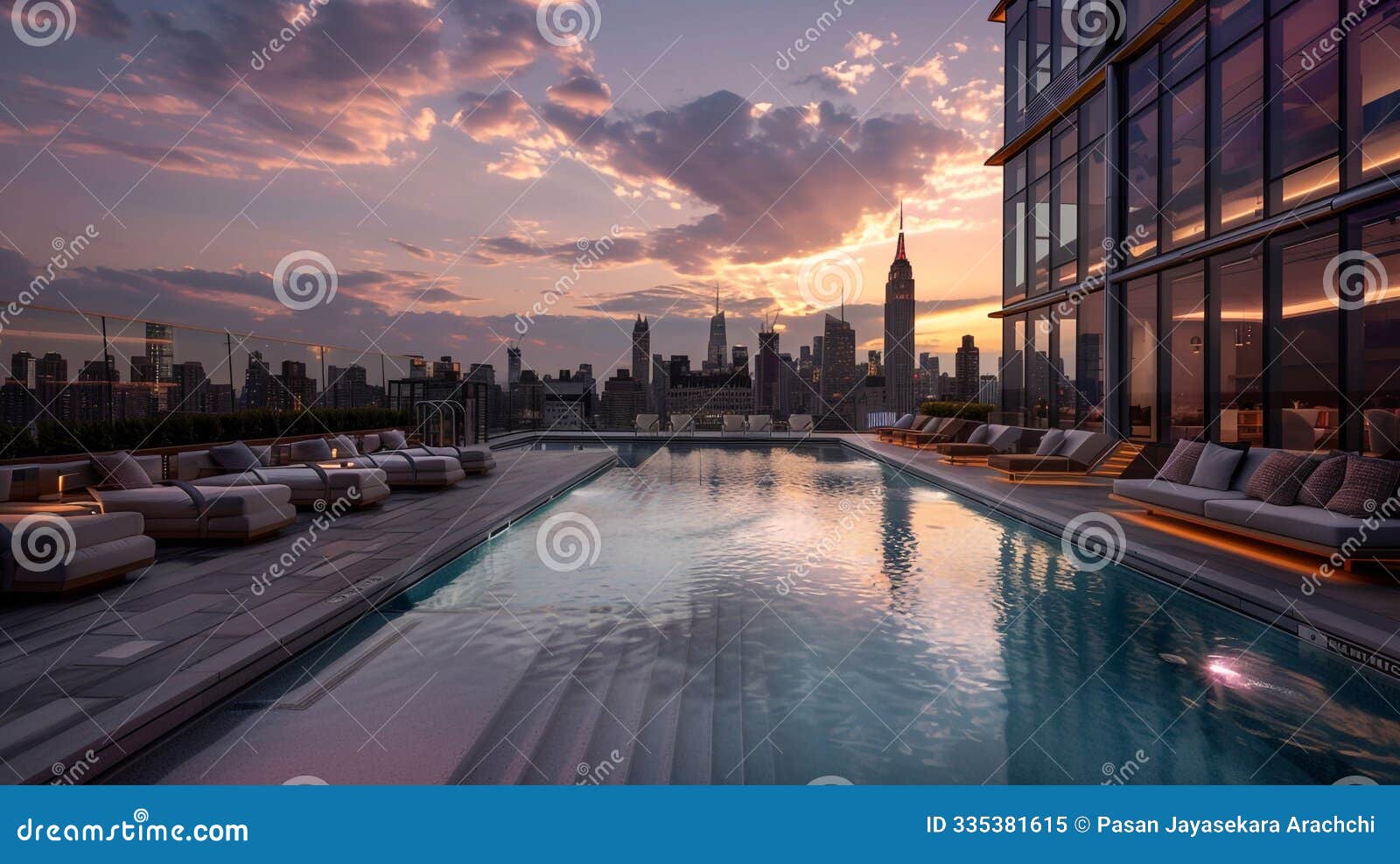 Rooftop Pool Features Infinity Edge Overlooking City Skyline with ...