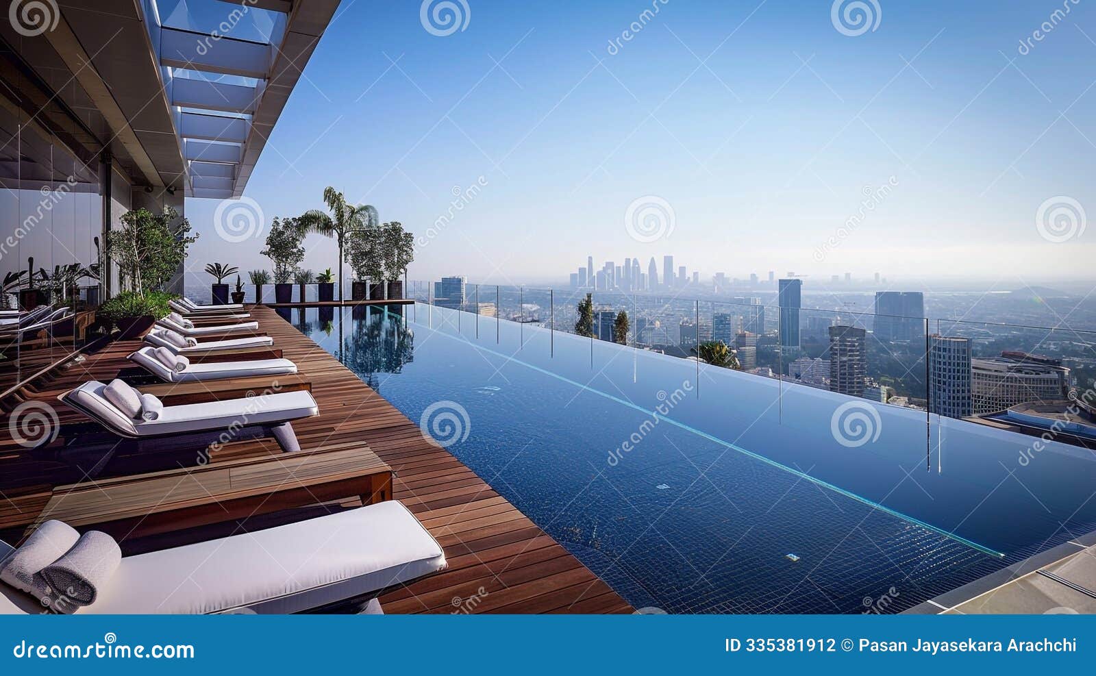 Rooftop Pool Features Infinity Edge Overlooking City Skyline with ...