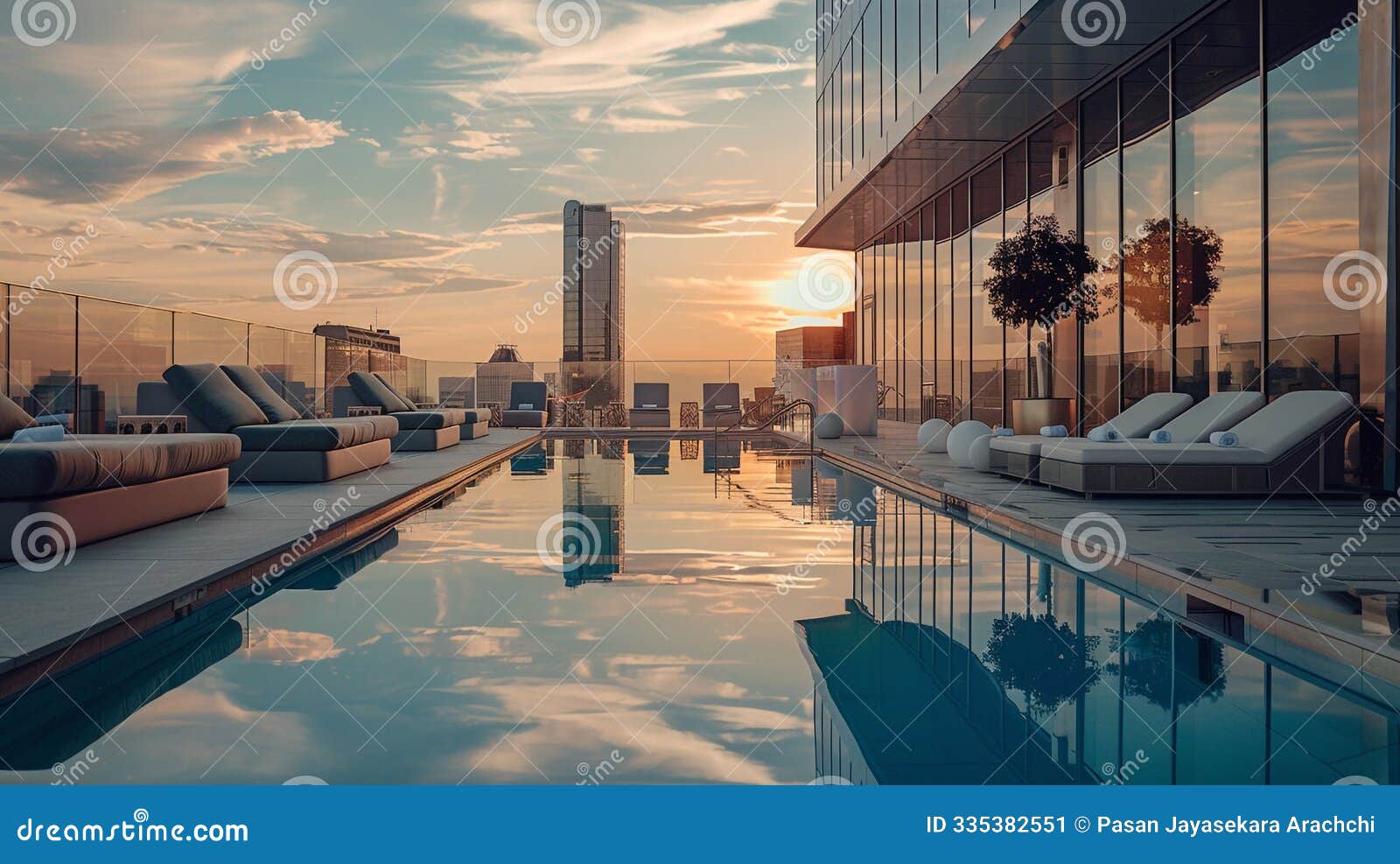 Rooftop Pool Features Infinity Edge Overlooking City Skyline with ...