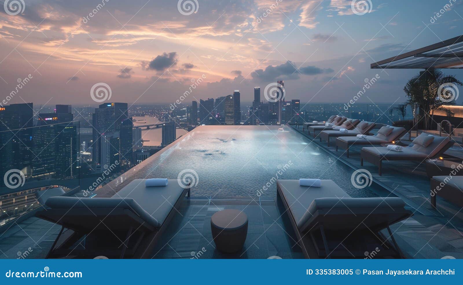 Rooftop Pool Features Infinity Edge Overlooking City Skyline with ...