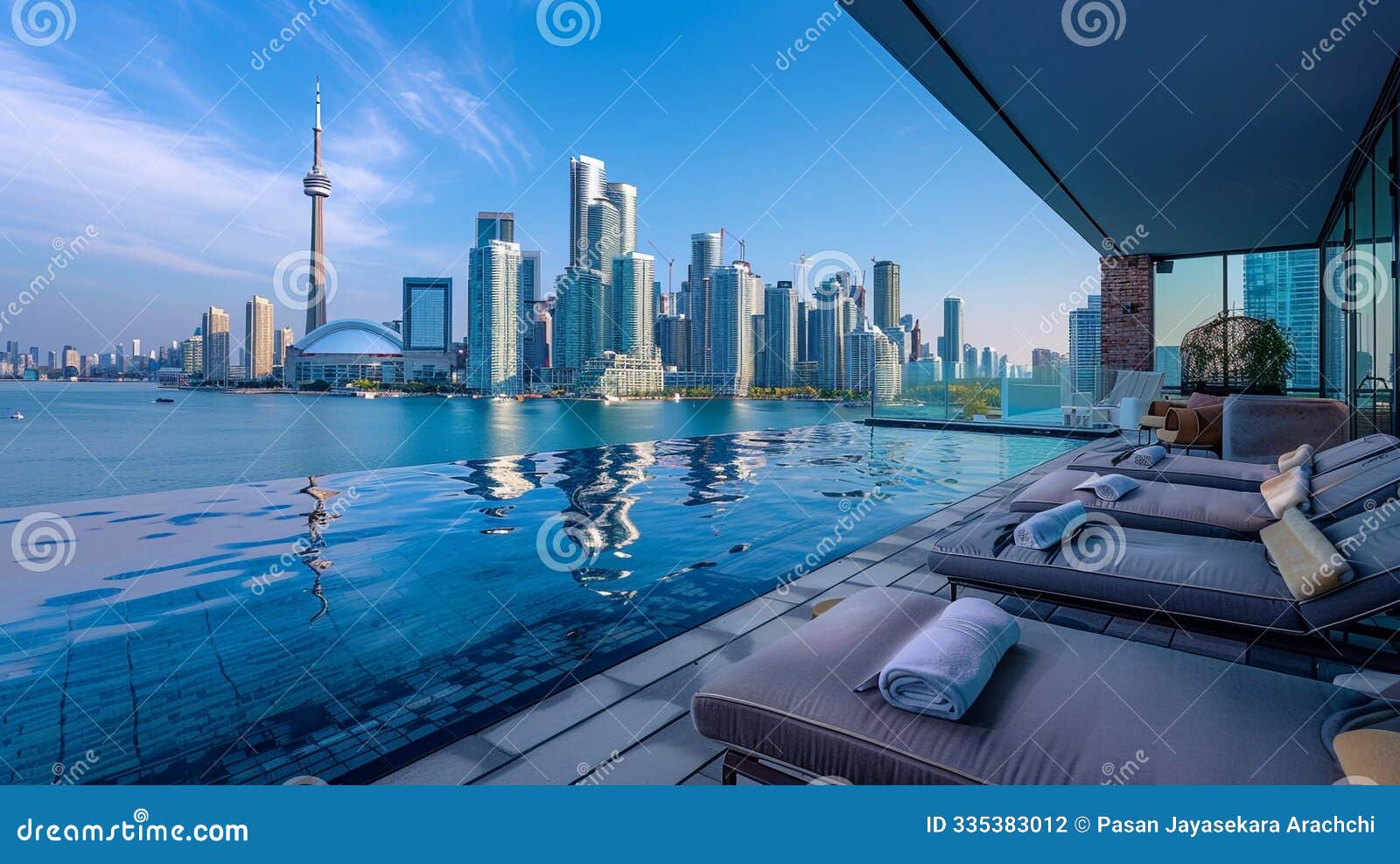 Rooftop Pool Features Infinity Edge Overlooking City Skyline with ...