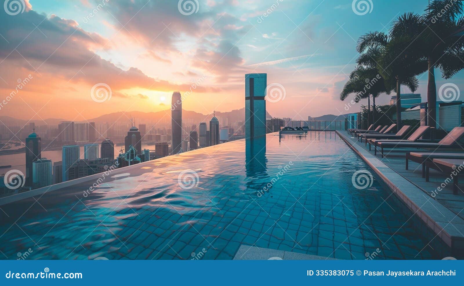 Rooftop Pool Features Infinity Edge Overlooking City Skyline with ...