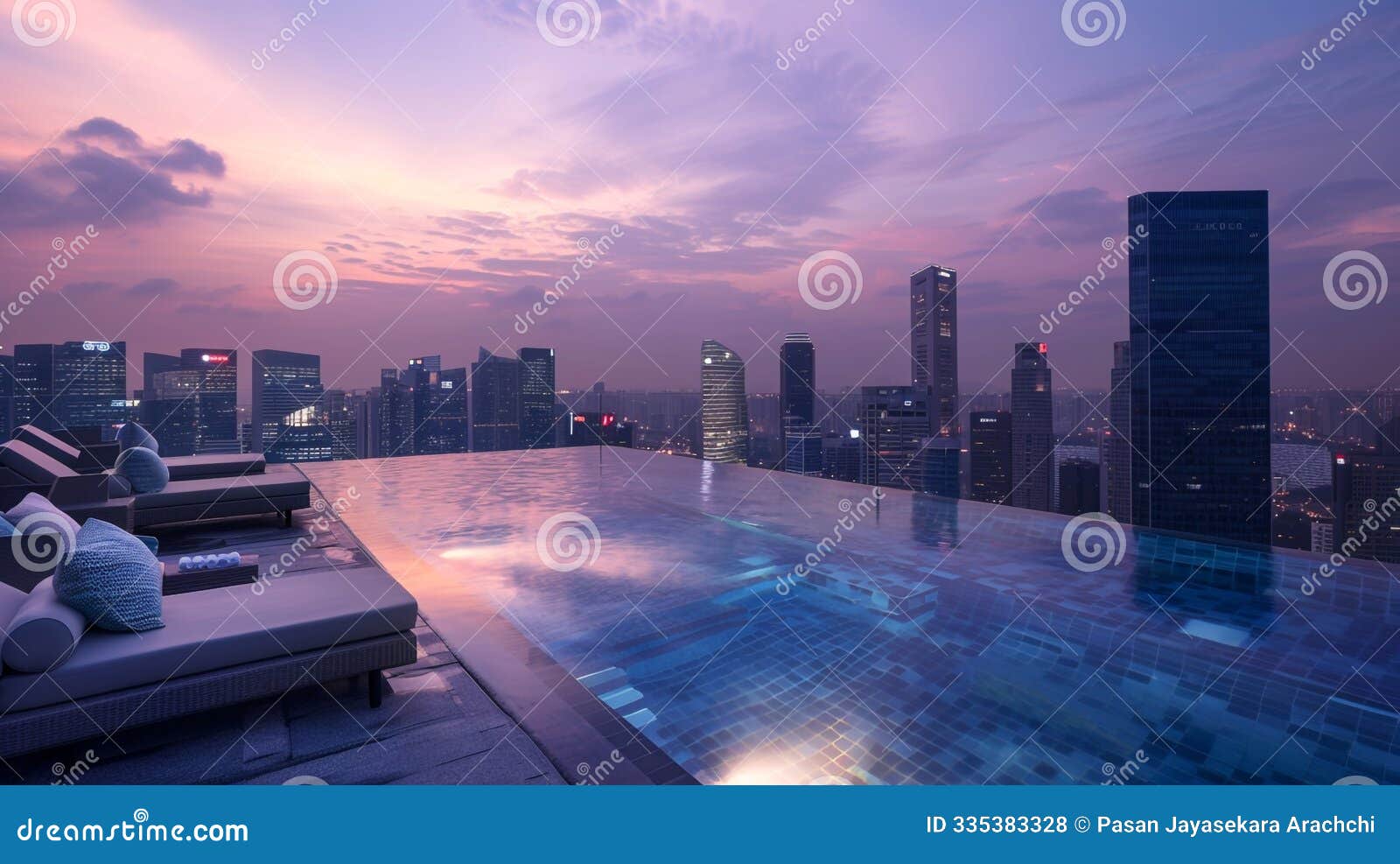 Rooftop Pool Features Infinity Edge Overlooking City Skyline with ...