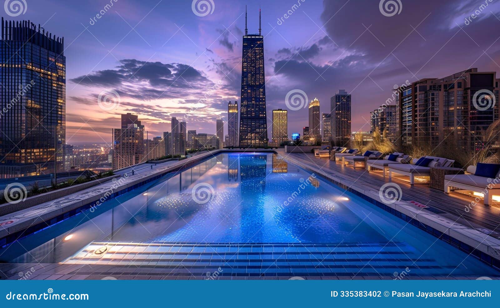 Rooftop Pool Features Infinity Edge Overlooking City Skyline with ...