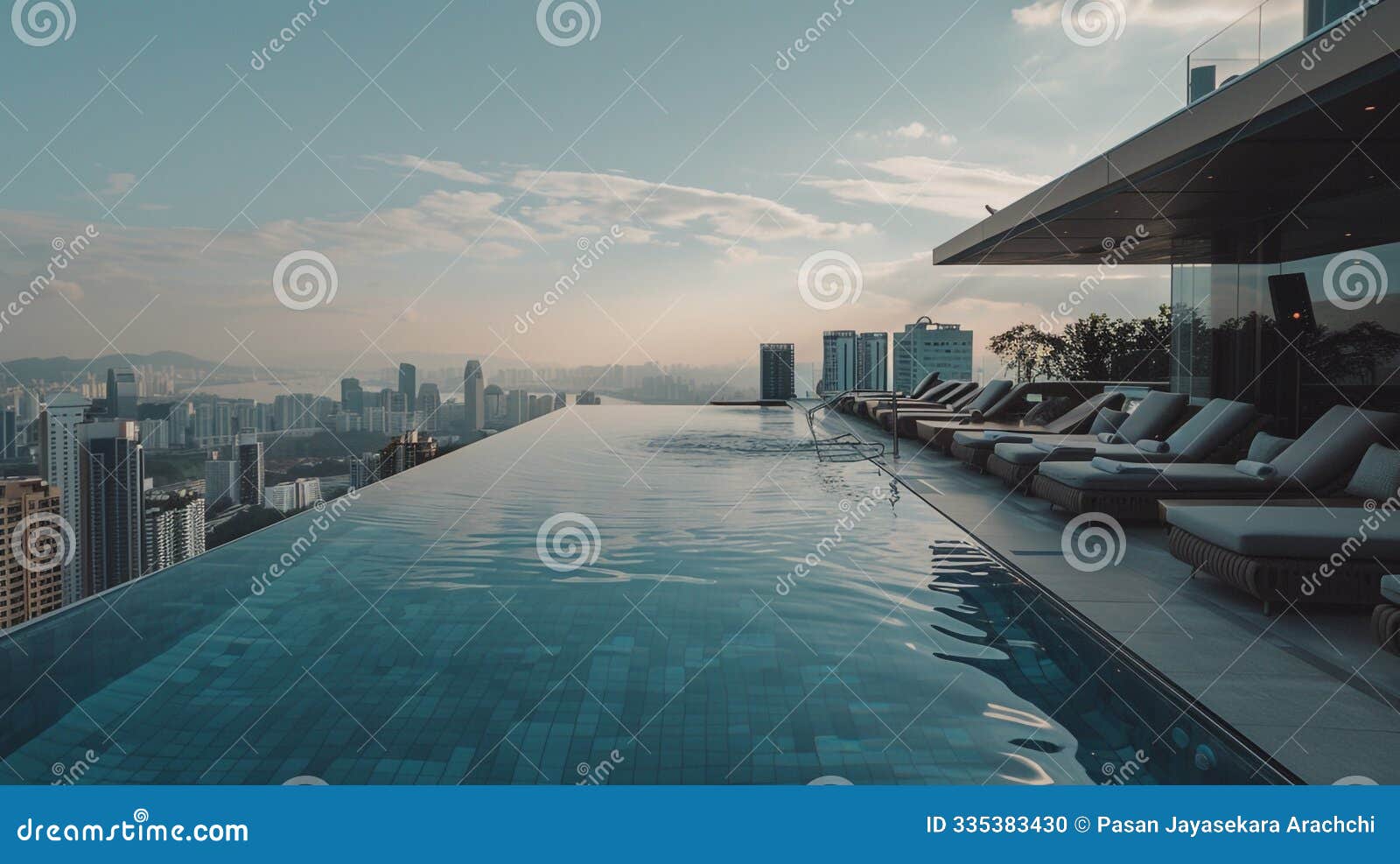 Rooftop Pool Features Infinity Edge Overlooking City Skyline with ...