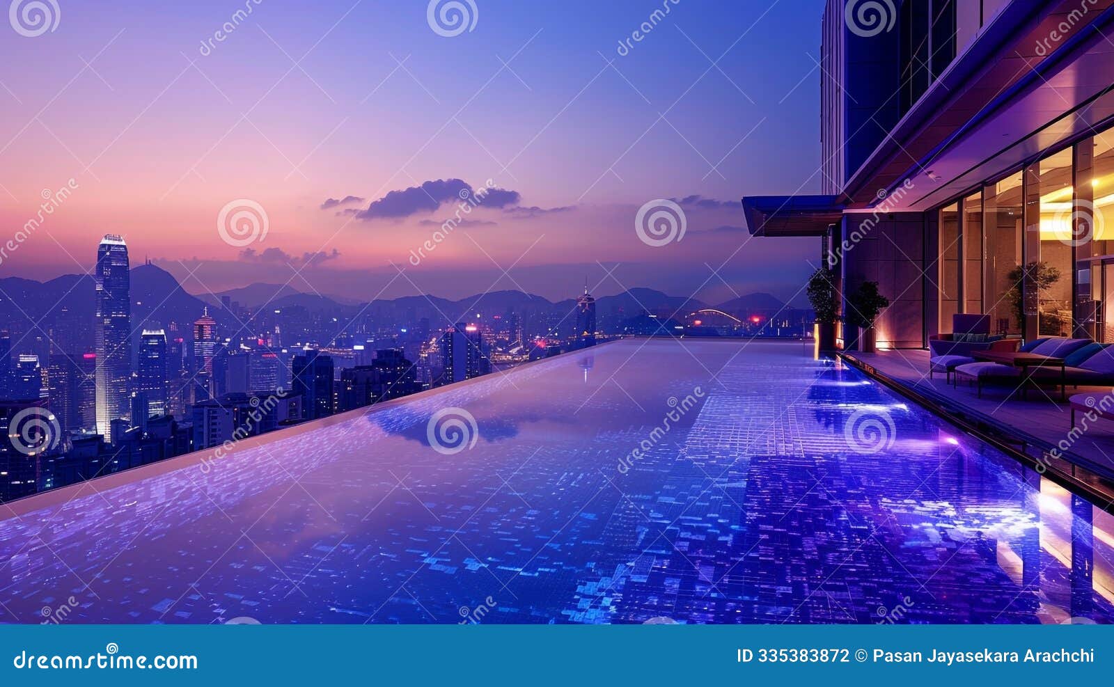 Rooftop Pool Features Infinity Edge Overlooking City Skyline with ...
