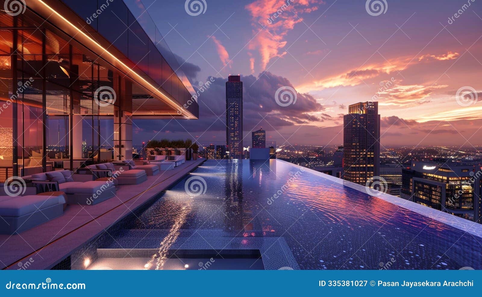 Rooftop Pool Featuring Infinity Edge with City Skyline and Luxurious ...