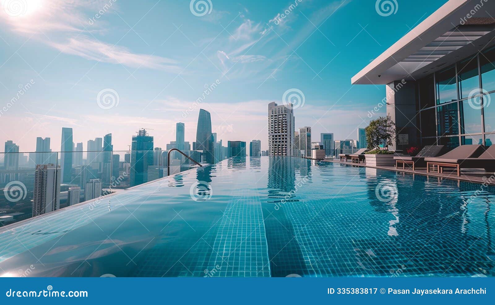 Rooftop Pool Featuring Infinity Edge Overlooking City Skyline with ...